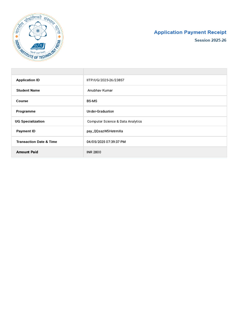 Fee Reciept - Fee Receipt | PDF