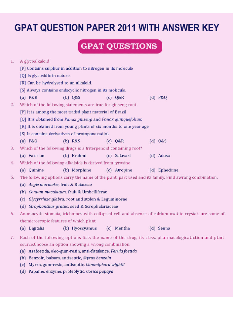 Gpat Question Paper 2011 | PDF