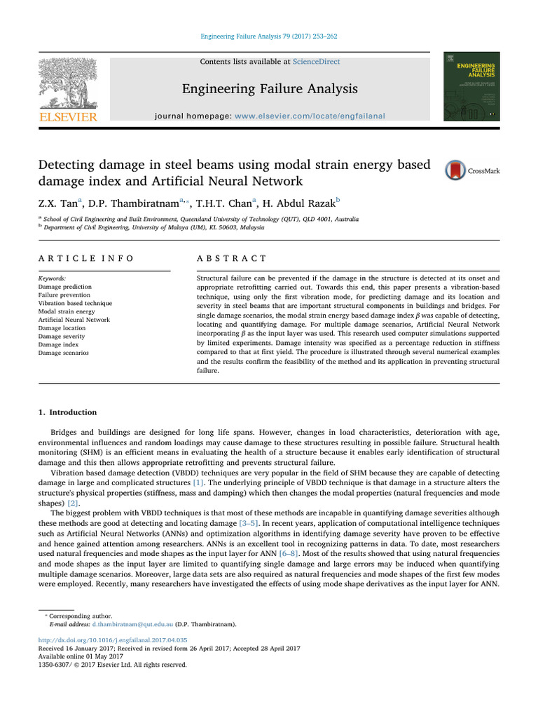 Detecting Damage in Steel Beams Using Modal Strain Energy Based Damage ...