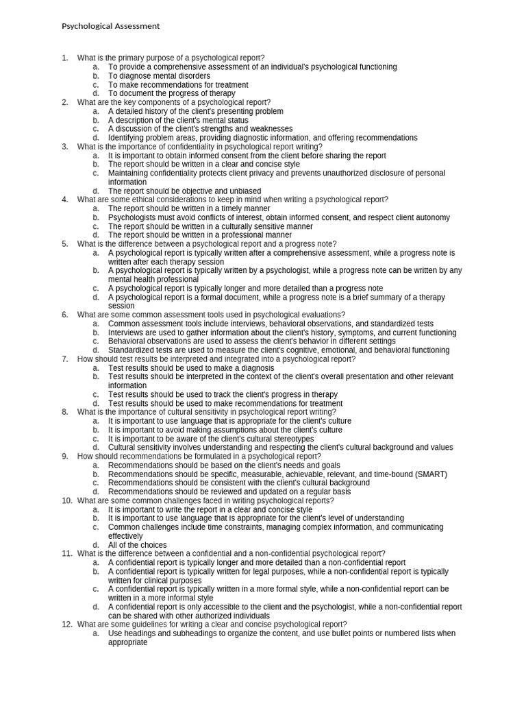 Psych Assessment Long Test A | PDF | Validity (Statistics ...