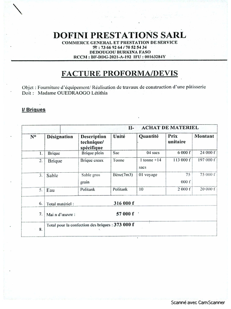 Facture Proforma Devis | PDF