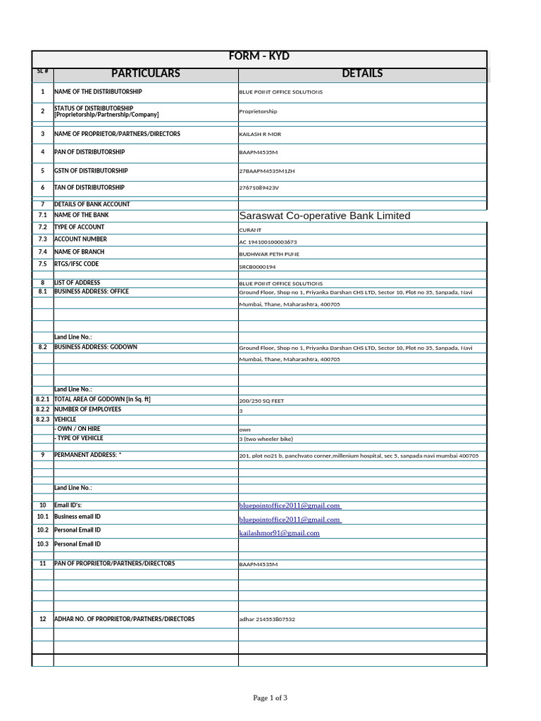 KYD Form - 14.11.2023 | PDF