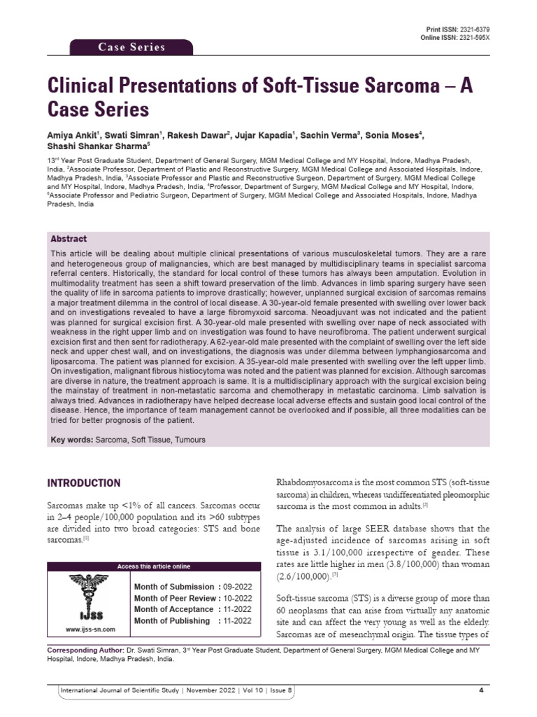 02 Ijss Nov 22 cs01 - 2022 | PDF | Sarcoma | Metastasis