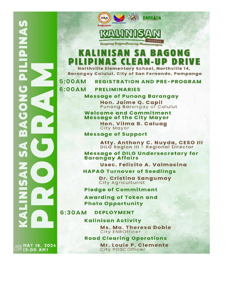 Kalinisan Sa Bagong Pilipinas Clean Up Drive | PDF