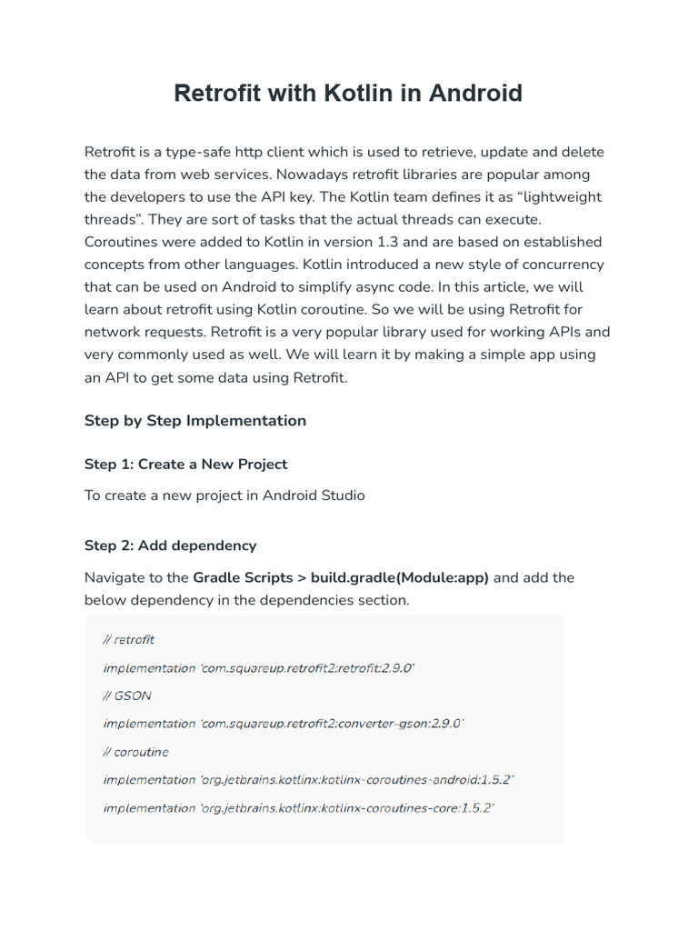 Retrofit with Kotlin in Android | PDF
