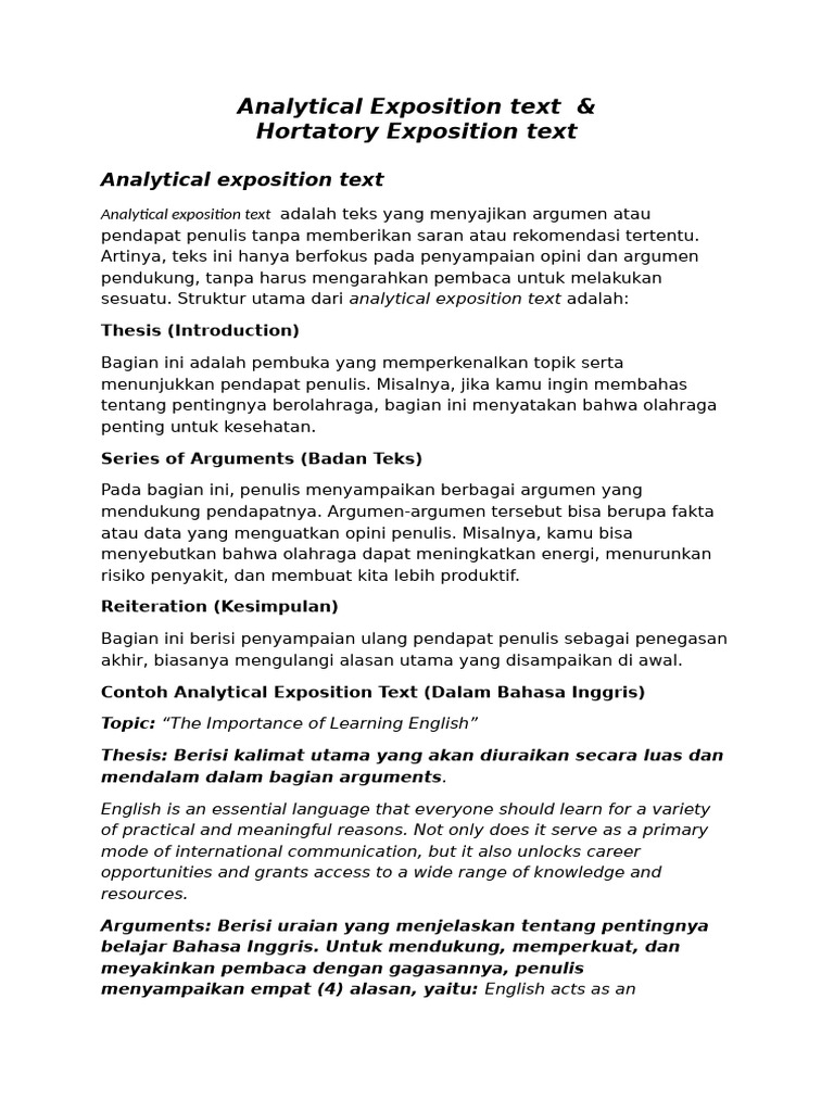 Teks Eksposisi Analitis dan Hortatori | PDF