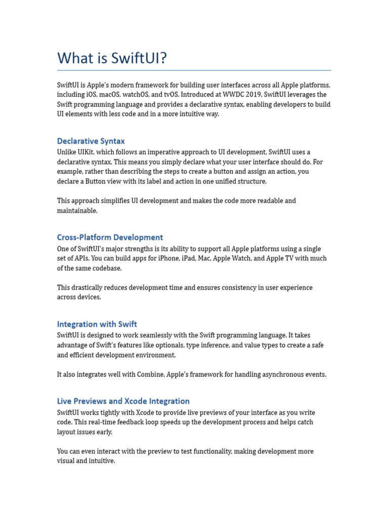 What Is SwiftUI Blog | PDF | Swift (Programming Language) | Xcode