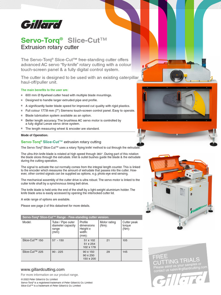 Servo-Torq Slice-Cut Free-Standing Datasheet | PDF | Knife | Extrusion