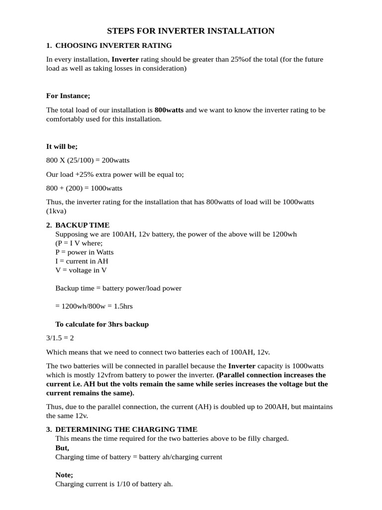Inverter Installation Guidelines | PDF | Battery Charger | Power (Physics)