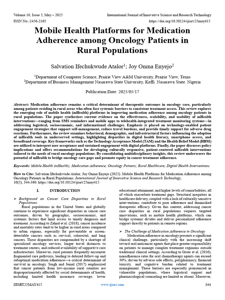 Mobile Health Platforms For Medication Adherence Among Oncology ...