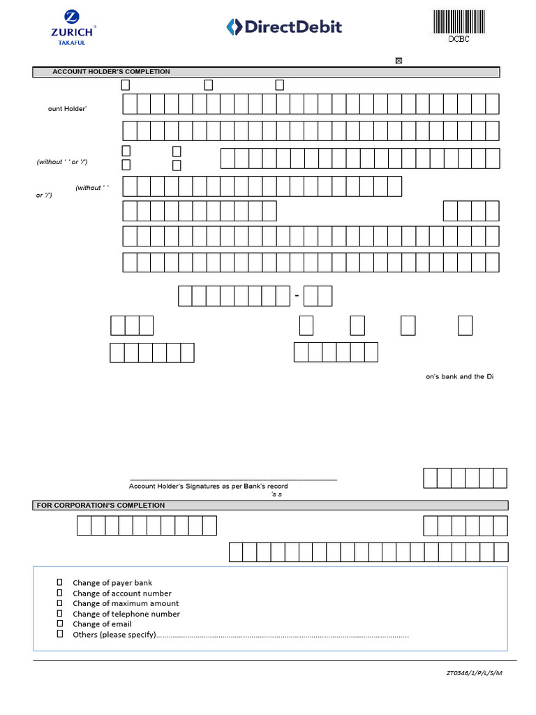 OCBC Direct Debit Authorisation Form | PDF | Debit Card | Banks