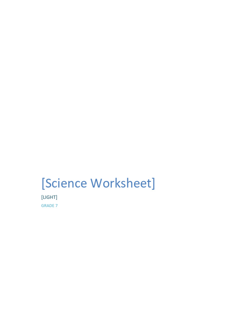 Lightworksheetgrade7 S T Pdf