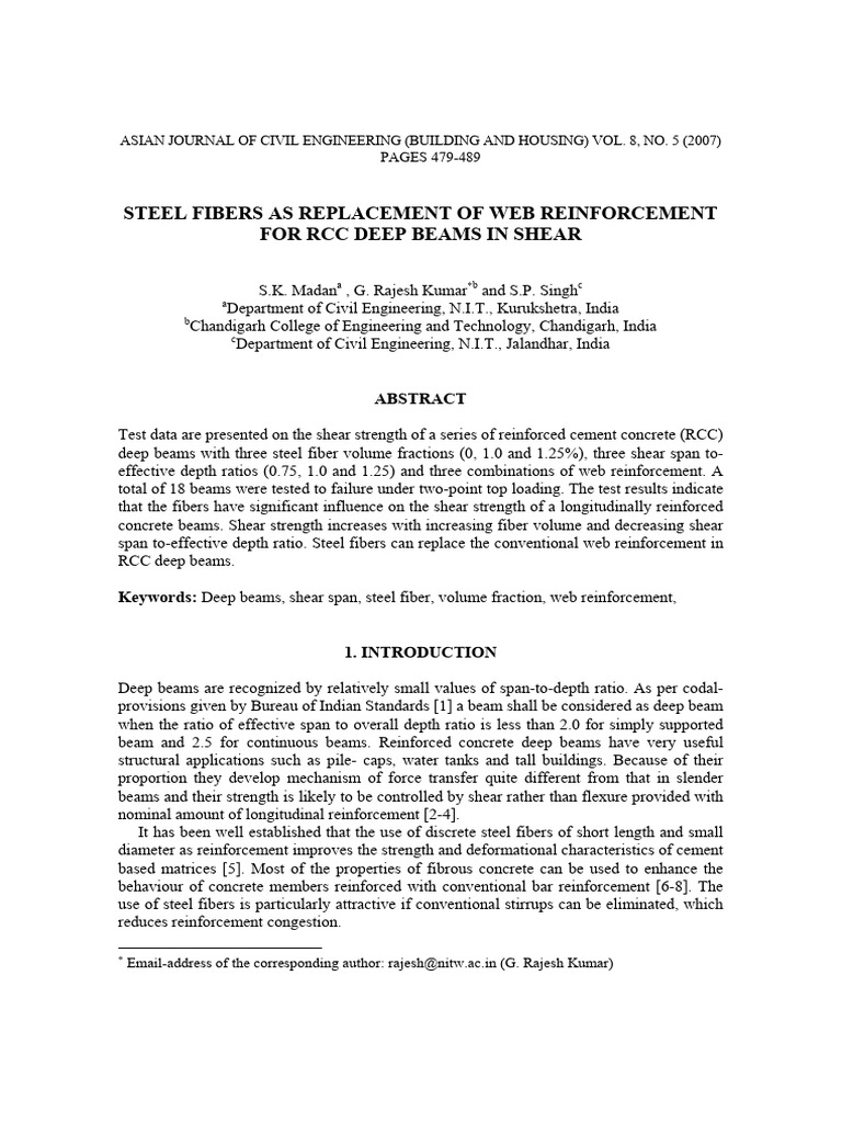 Steel Fibers in RCC Deep Beams | PDF | Fracture | Beam (Structure)