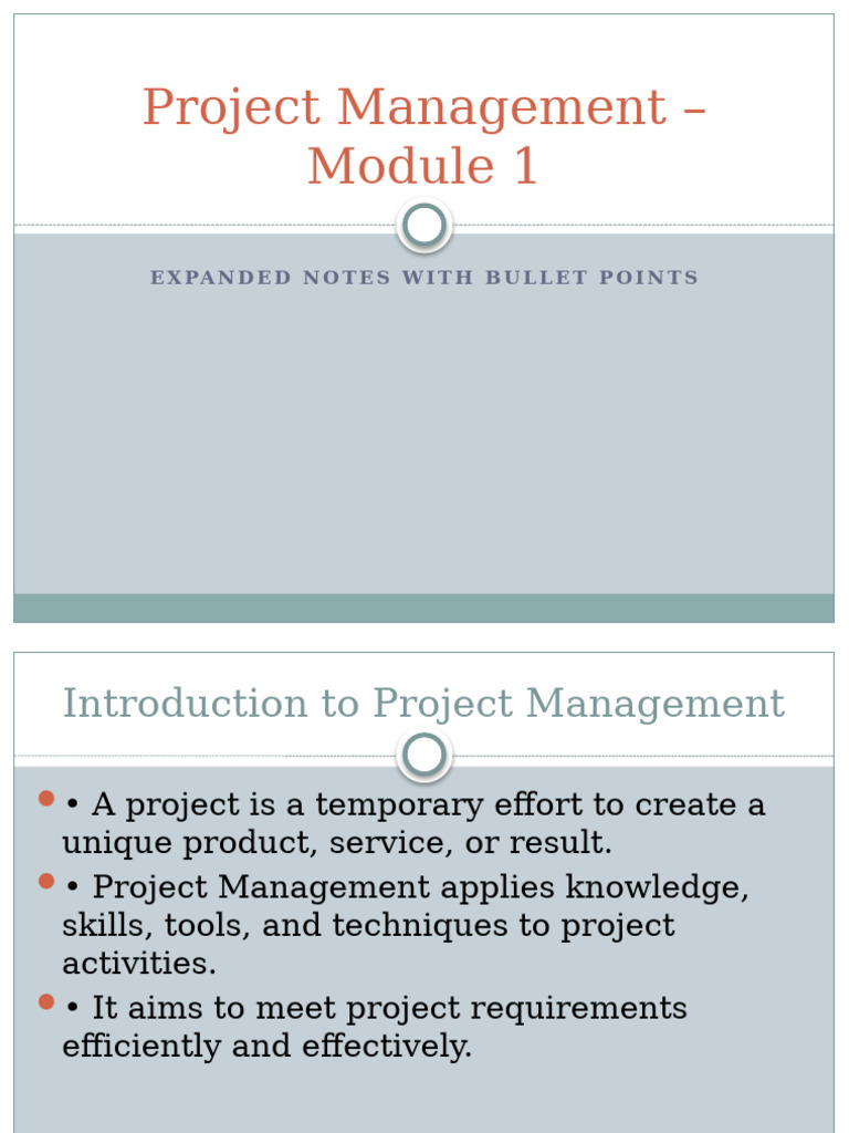 Project Management Module 1 Expanded Presentation | PDF | Project ...