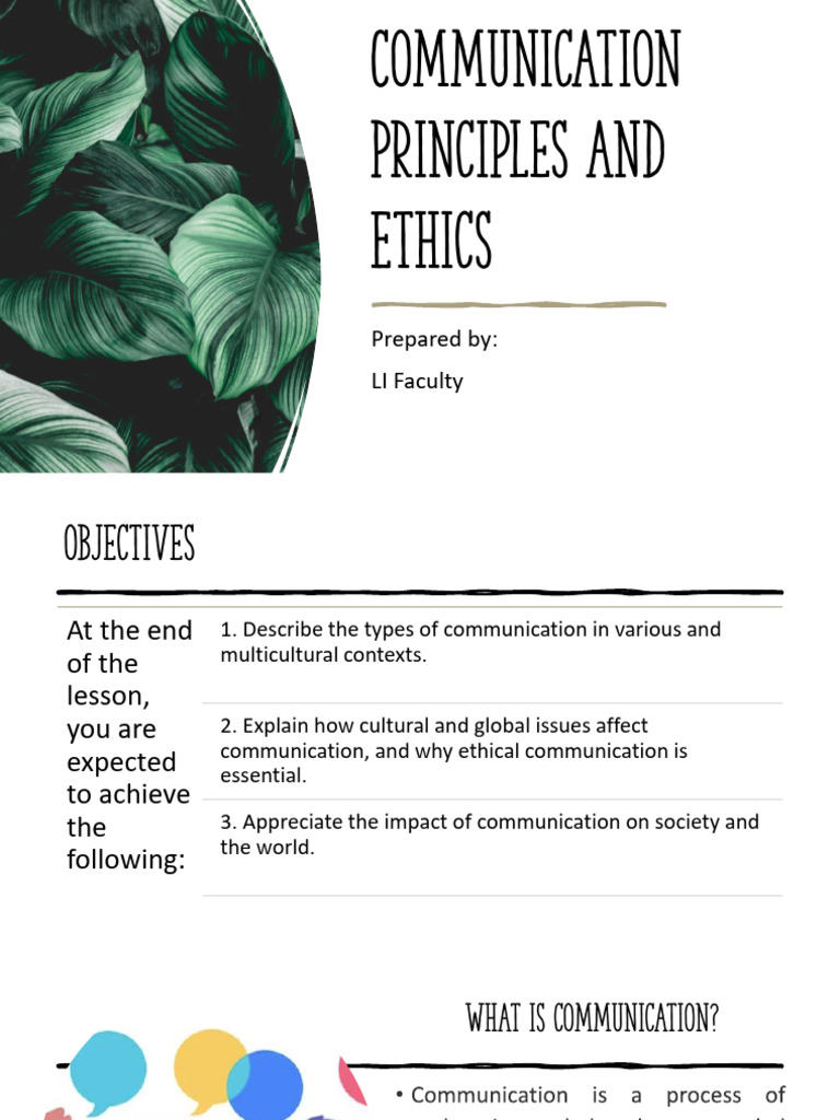 2 - Communication Principles and Ethics | PDF | Communication | Human Communication