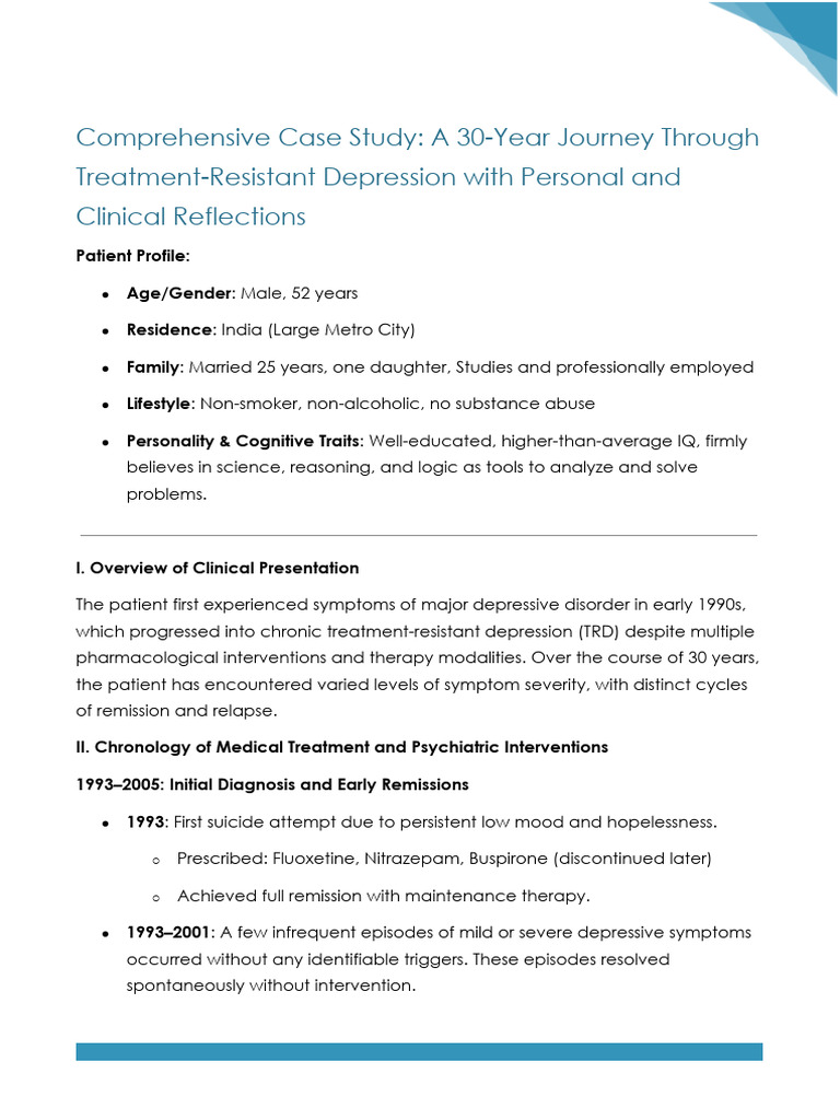 30-Year Case Study on Treatment-Resistant Depression | PDF | Major ...