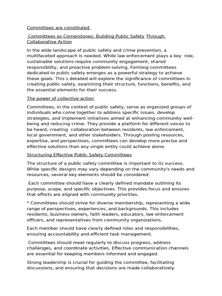Building Public Safety Through Committees | PDF | Crime Prevention ...