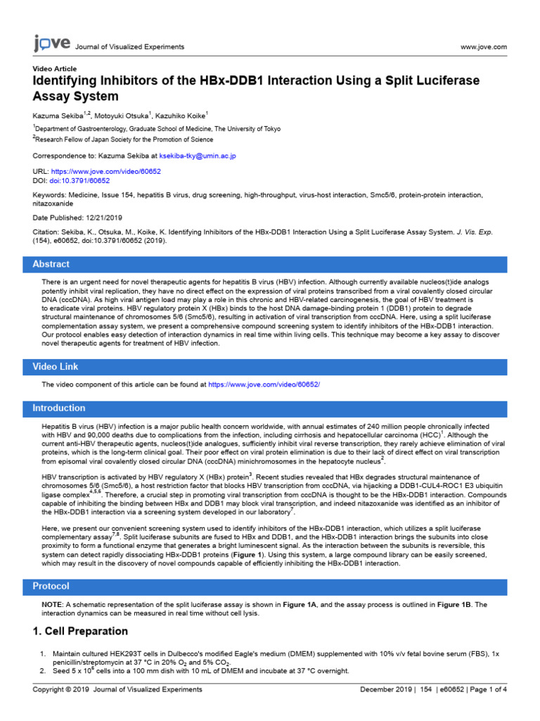 Jove Protocol 60652 Identifying Inhibitors HBX ddb1 Interaction Using ...