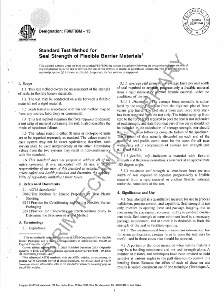Astm F88-15 | PDF