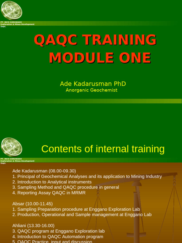 Principal Geochemistry QAQCtraining | PDF | Geochemistry | Assay