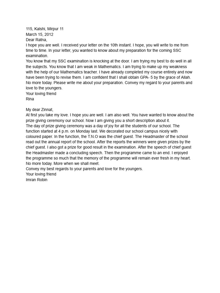 Class 8 - Letter | PDF