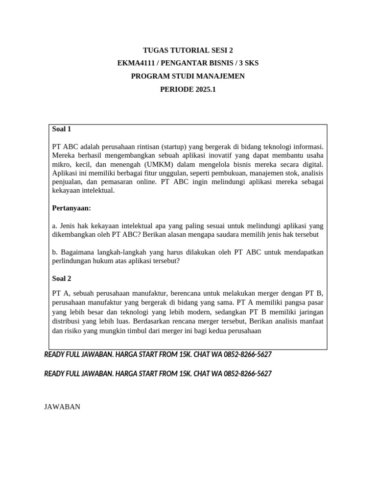 Tugas 2 - Hukum Bisnis | PDF