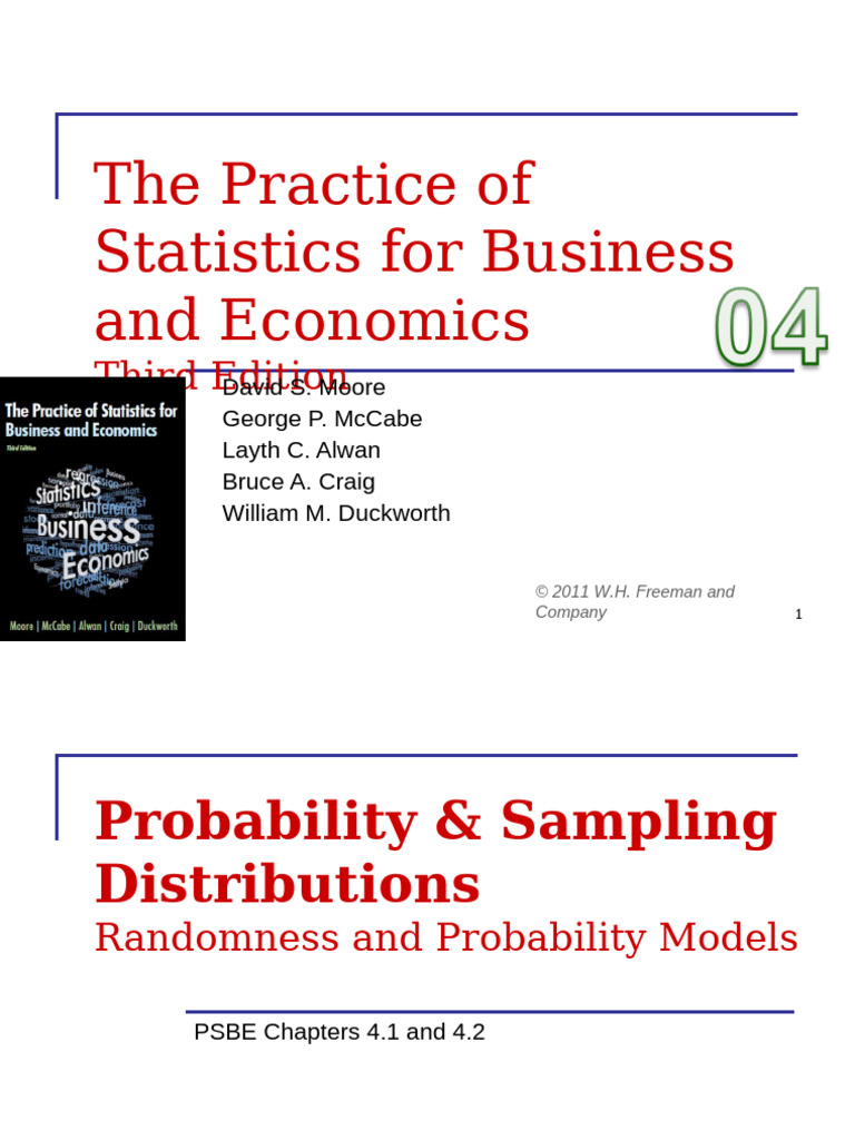 04 PSBE3 - PPT - Ch04 - Probability and Sampling Distributions - 1 | PDF | Probability ...