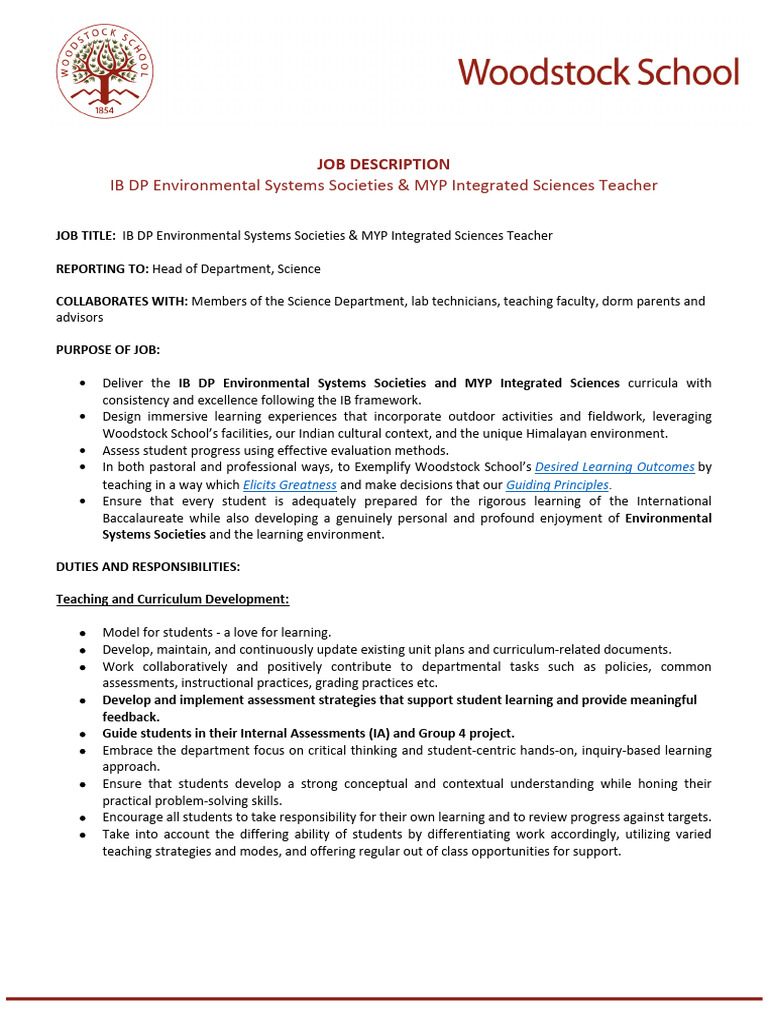IB DP Environmental Systems Teacher Role | PDF | Learning | Cognition