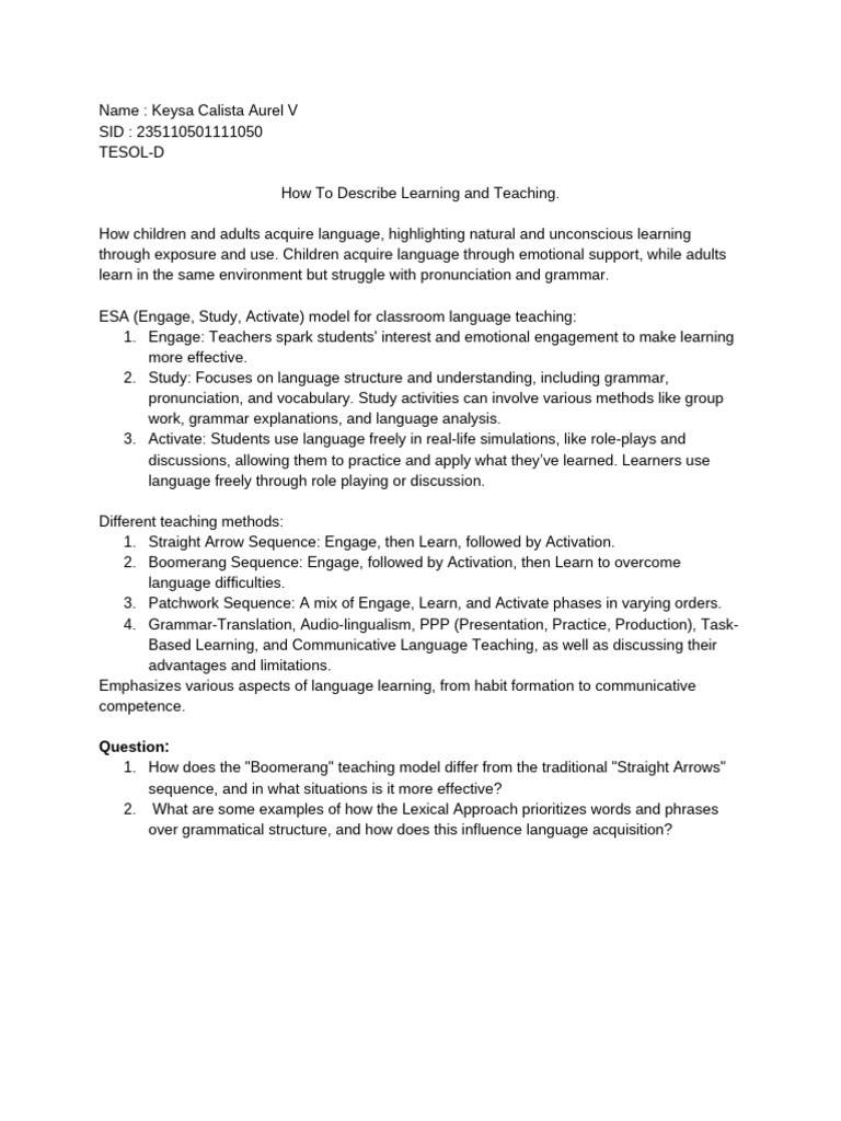 Keysa Calista Aurel V | PDF