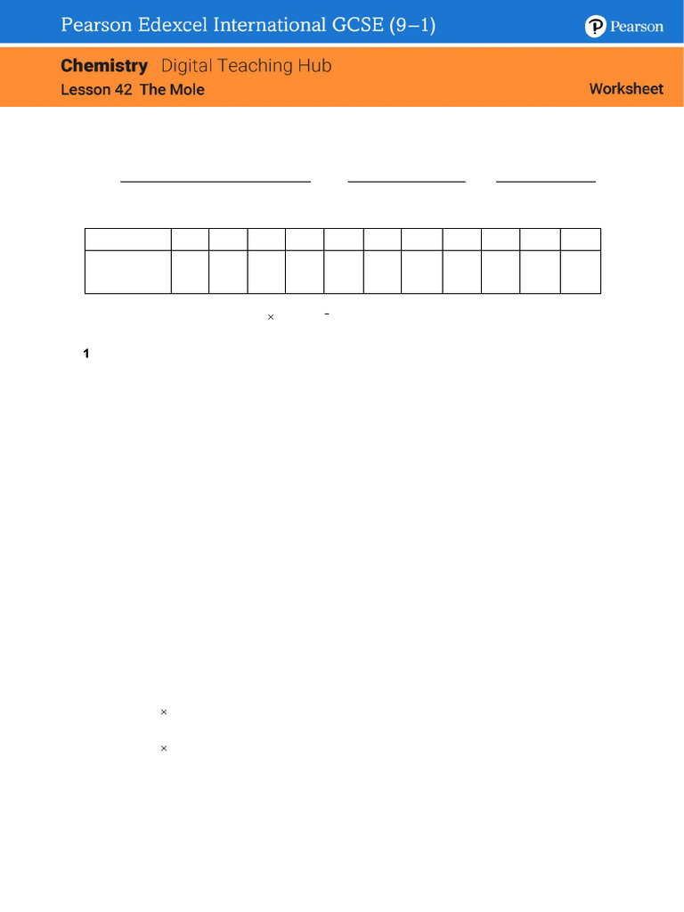 IG Chemistry Lesson42 Worksheet2 | PDF | Mole (Unit) | Sodium