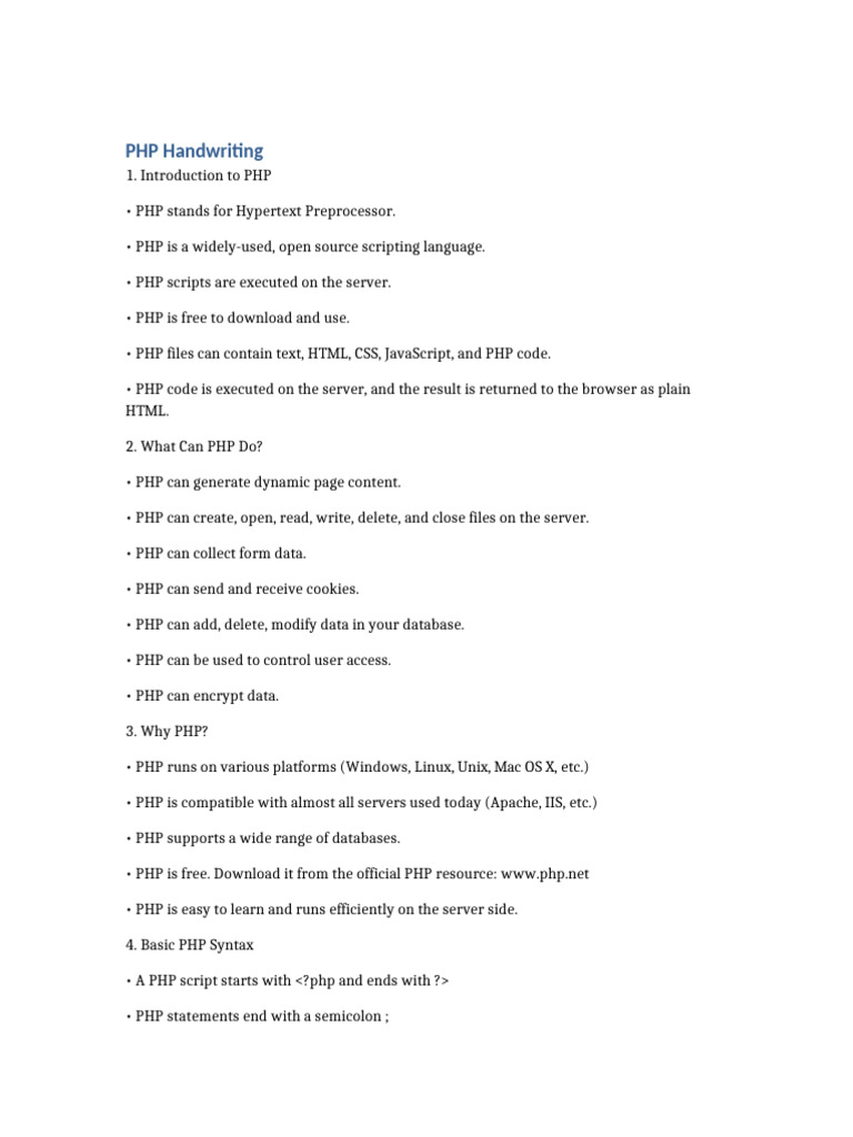 PHP Handwriting Manual Full Part1 | PDF