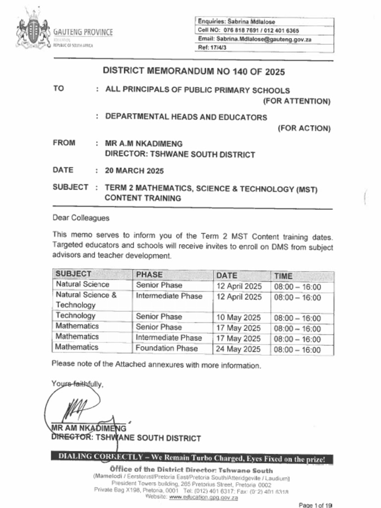 DM 140 of 2025 Term 2 Mathematics, Science & Technology (MST) Content ...