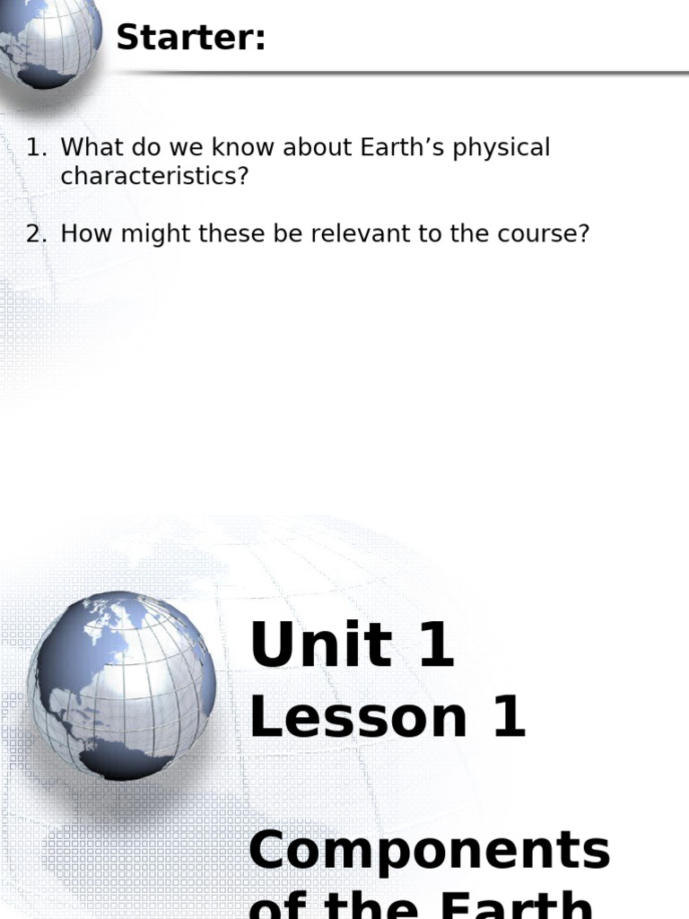 Lesson 1 Components of The Earth | PDF | Earth Sciences | Earth