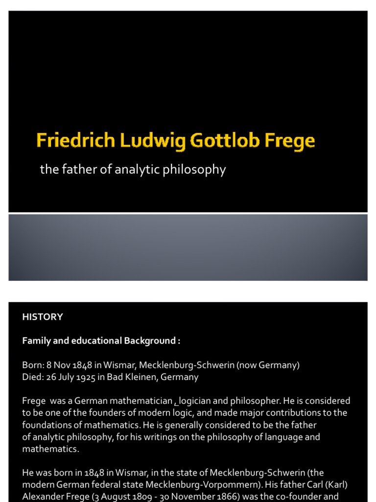 Friedrich Ludwig Gottlob Frege | Gottlob Frege | Logic