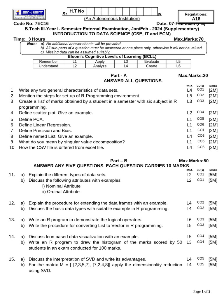 A18 IDS (CSE, IT, ECM) 07 02 2024 (Supple) | PDF | Applied Mathematics