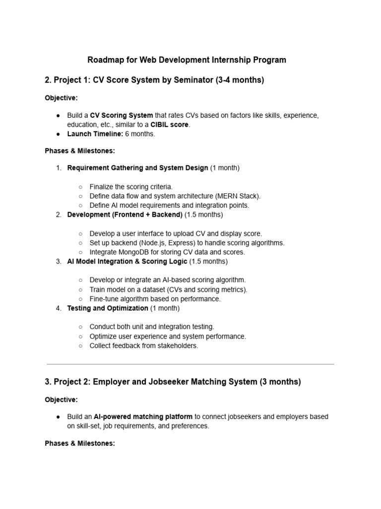 Roadmap for Web Development Internship Program | PDF | Web Development | Artificial Intelligence