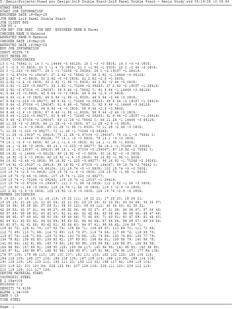 Staad Pro Code For Solar Mounting Structure | PDF | Mechanical Engineering
