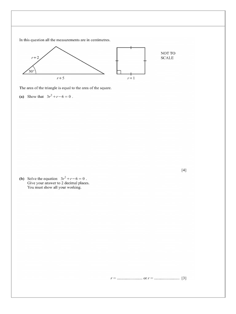 Quadratic Equations Exam Questions | PDF | Equations | Applied Mathematics