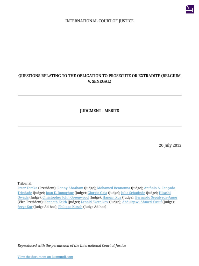 JusMundi PDF Questions Relating To The Obligation To Prosecute or ...