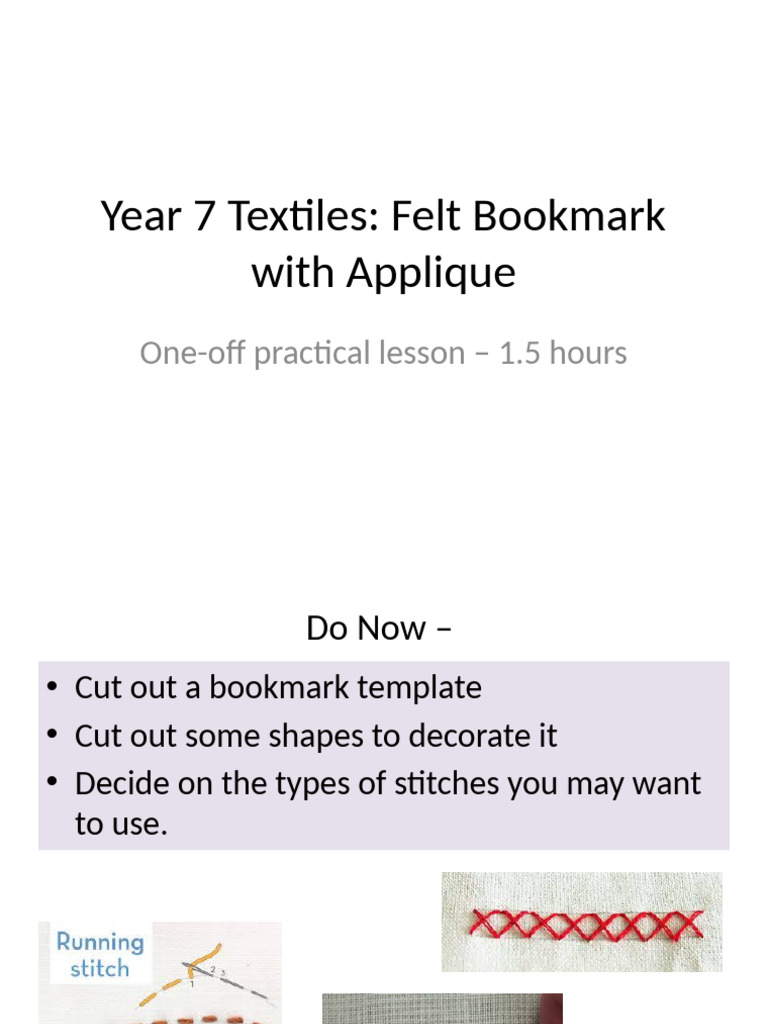 Year7 Textiles Bookmark Lesson | PDF