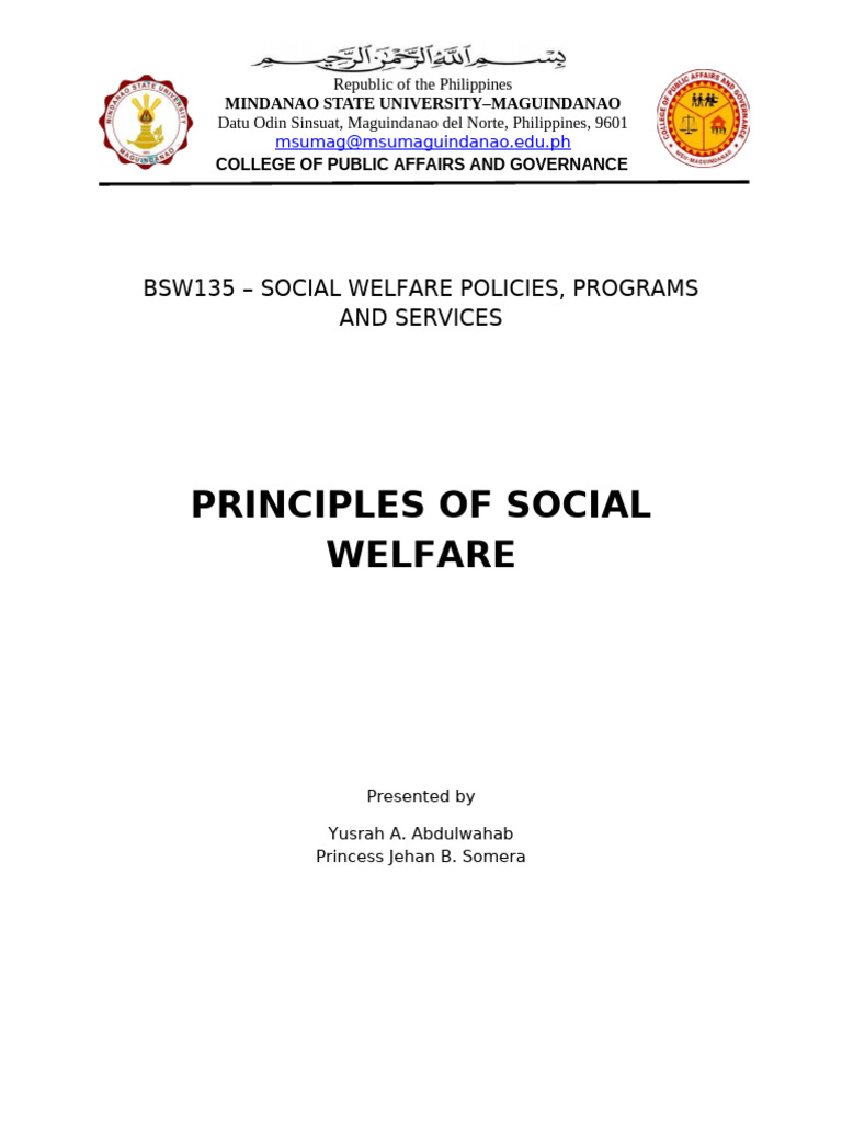 Principles of Social Welfare Explained | PDF | Equity (Economics ...