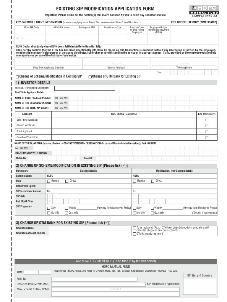 21112024SIP Modification Form | PDF | Debit Card | Banks