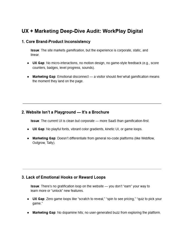 UX + Marketing Deep-Dive Audit_ WorkPlay Digital | PDF