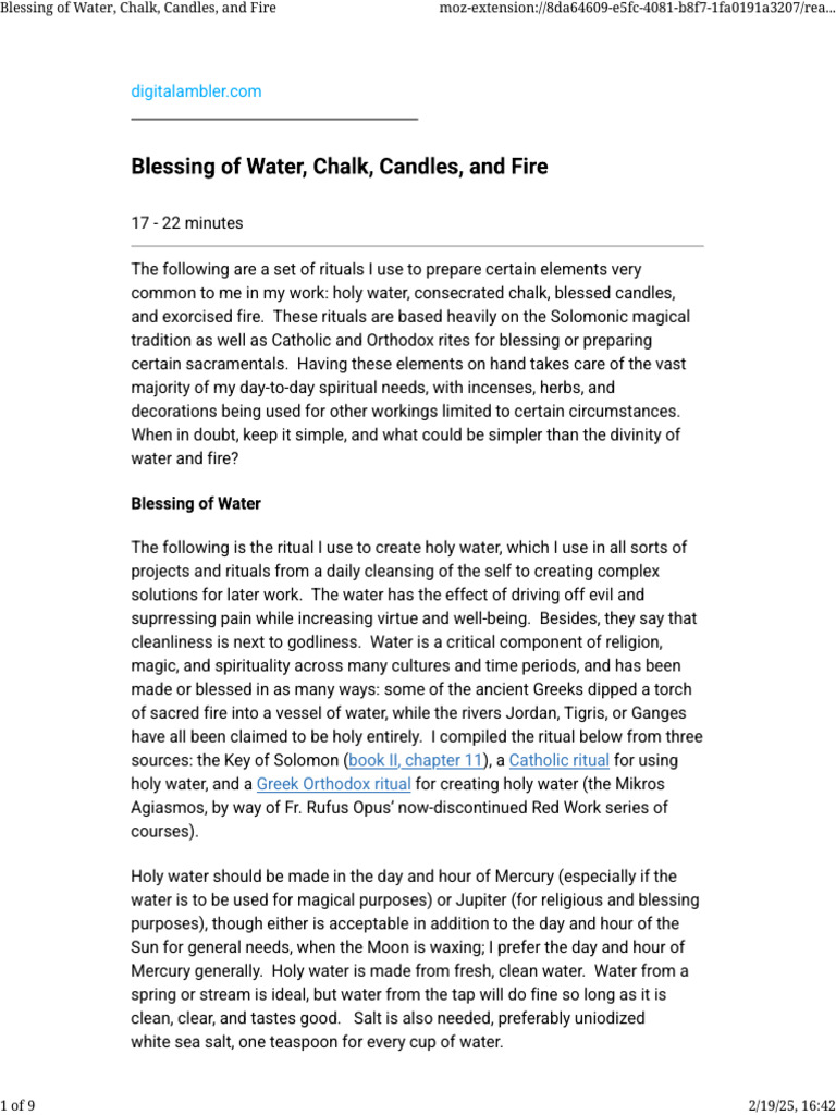 Blessing of Water, Chalk, Candles, and Fire | PDF | Religious Belief ...
