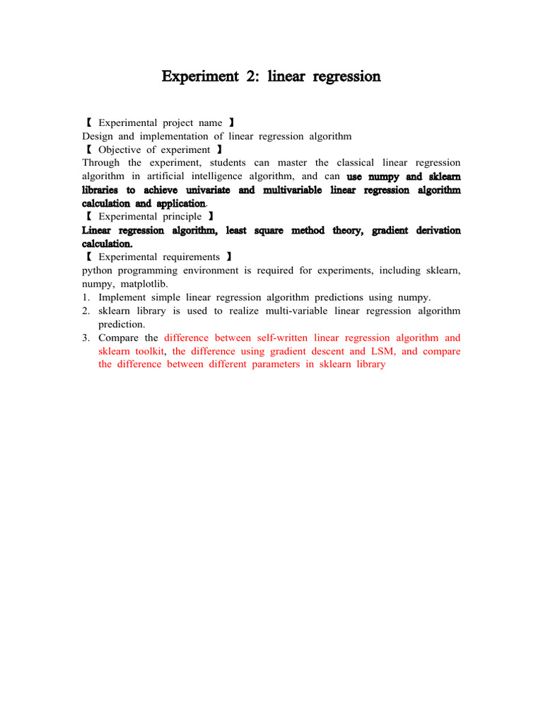 Experiment 2 Linear Regression | PDF | Mean Squared Error | Dependent ...