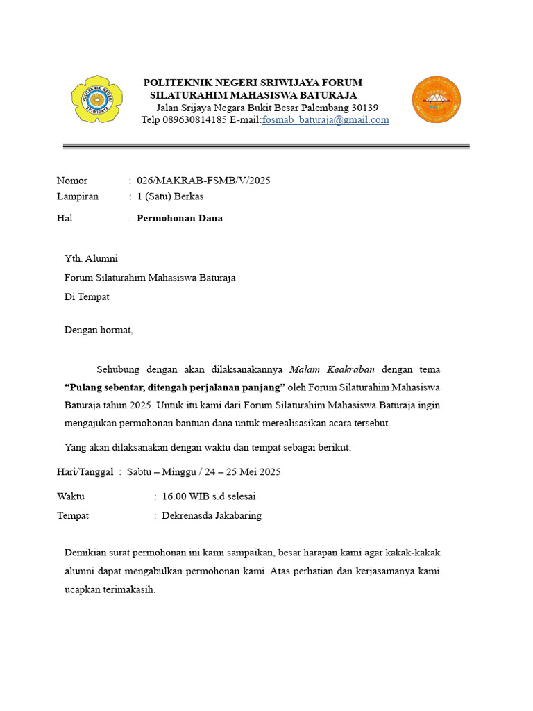 PROPOSAL PERMOHONAN DANA MAKRAB (1) Fix2-1 | PDF