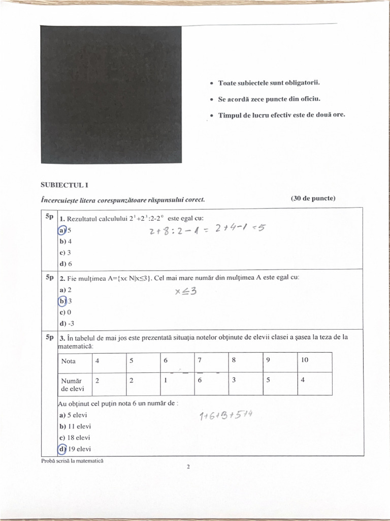 Test (Simulare Olt 2022-2023) + Exerciții Cu Funcții | PDF