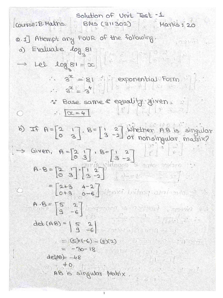 Unit 1 Test Model Answer | PDF