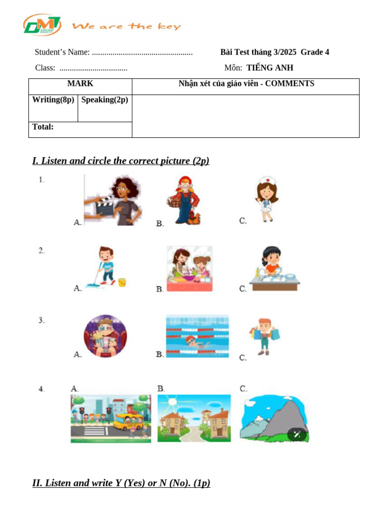 Test T3 - Grade 4 | PDF