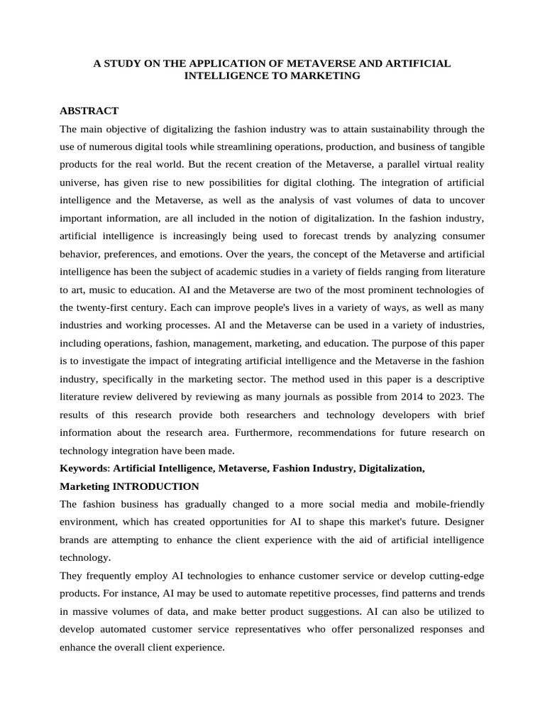 Digital Transformation 4.0 Integration of Artificial Intelligence & Metaverse in Marketing | PDF ...